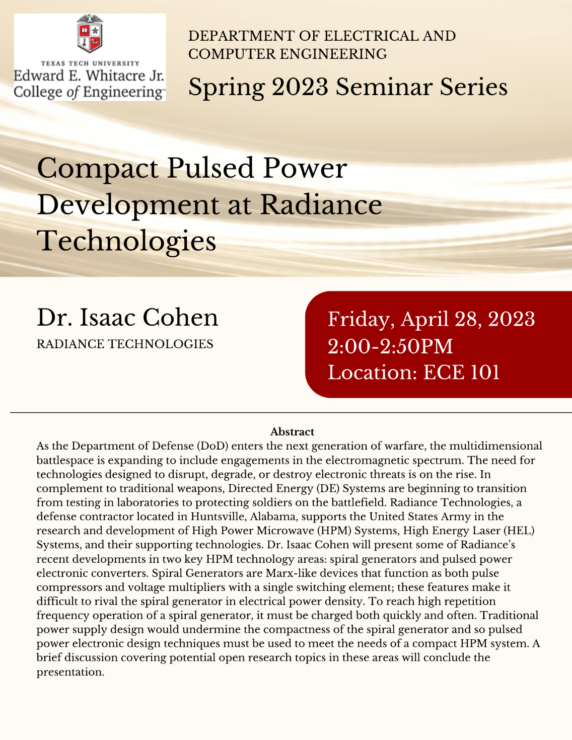 Compact Pulsed Power Development at Radiance Technologies | Department ...