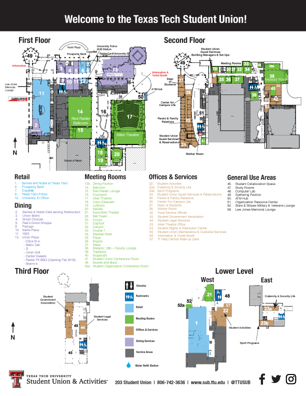 SUB Map | Student Union & Activities | TTU