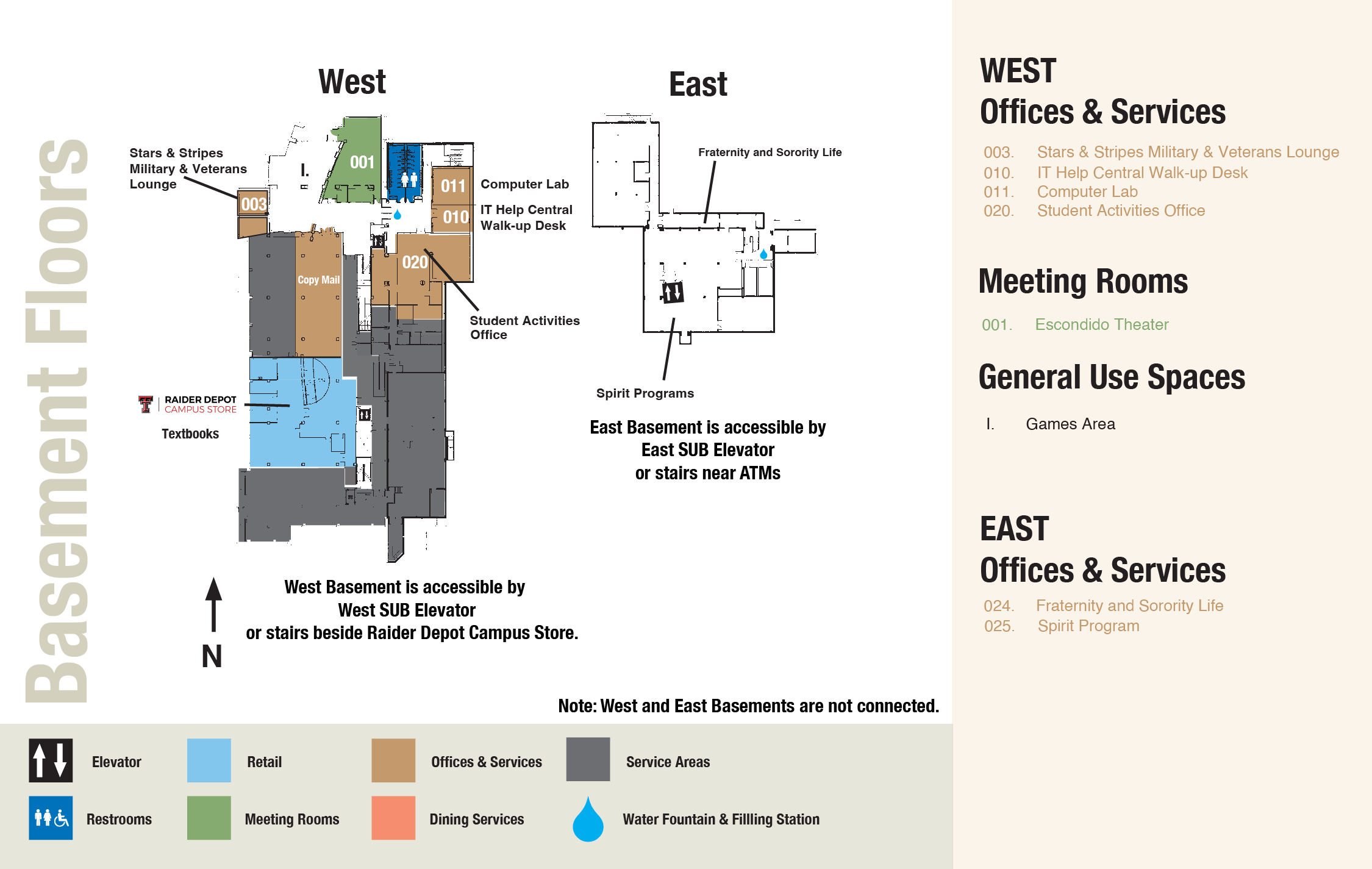 SUB Map | Student Union & Activities | TTU