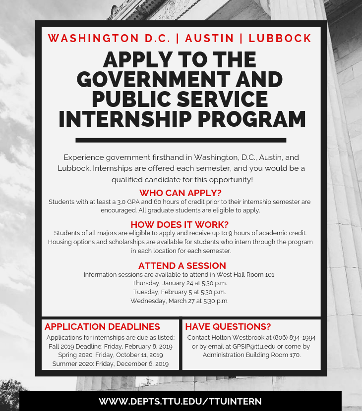 Application Form | Government & Public Service Internship Program | TTU